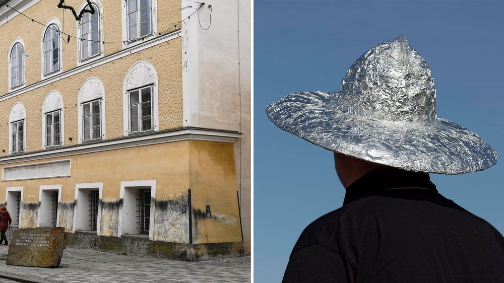 Schilder Mit Aluhut VON VERSCHWÖRUNGEN UND IDEOLOGIEN