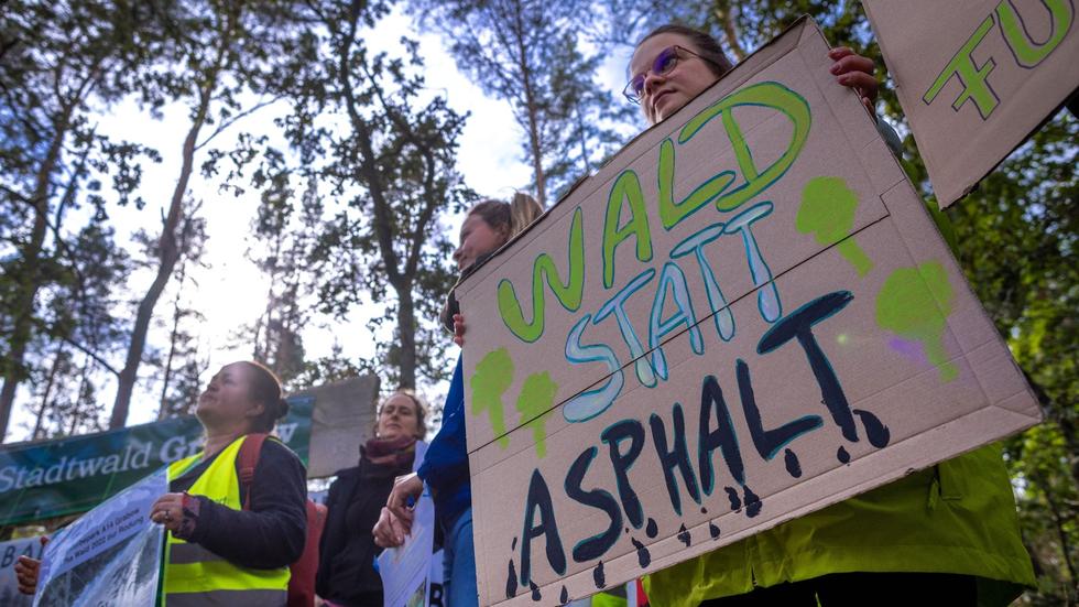Umwelt: Protest gegen großflächige Wald-Abholzung für Gewerbepark ...