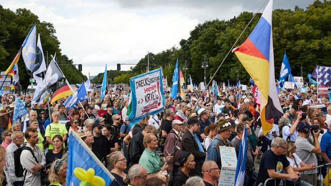 Motto: "Frieden und Freiheit": "Querdenken"-Bewegung demonstriert in ...